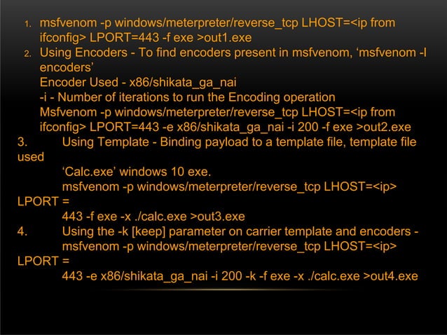 Intro to exploits in metasploitand payloads in msfvenom | PPT