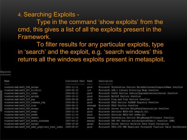 Intro to exploits in metasploitand payloads in msfvenom | PPT