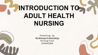 intro to Medical Surgical Nursing for Bsc Nursing | PPTX