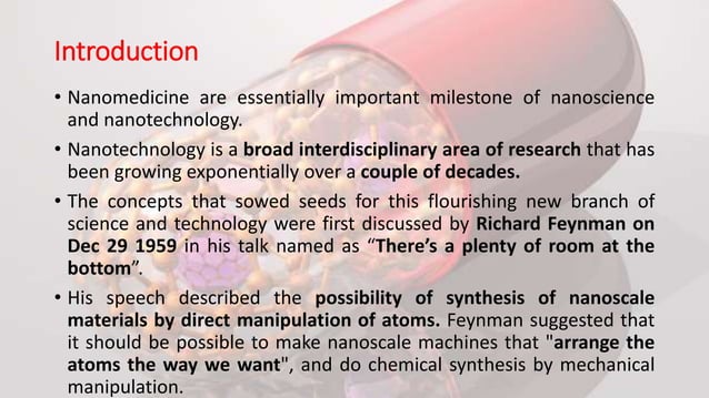 Introduction to nanotechnology and nanomedicine | PPTX | Chemistry | Science