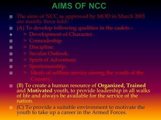 INTRODUCTIO TO NCC AND HISTORY OF NCC & MOTTO OF NCC | PPTX