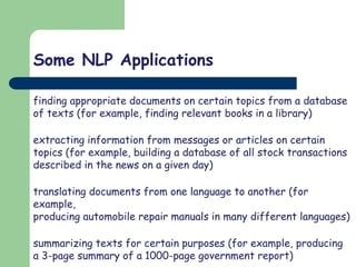 Introduction to Natural Langugae Processing | PPT