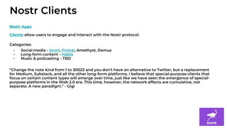 Intro to NOSTR - Bitcoin Meetup.pptx | Social Networking | Internet