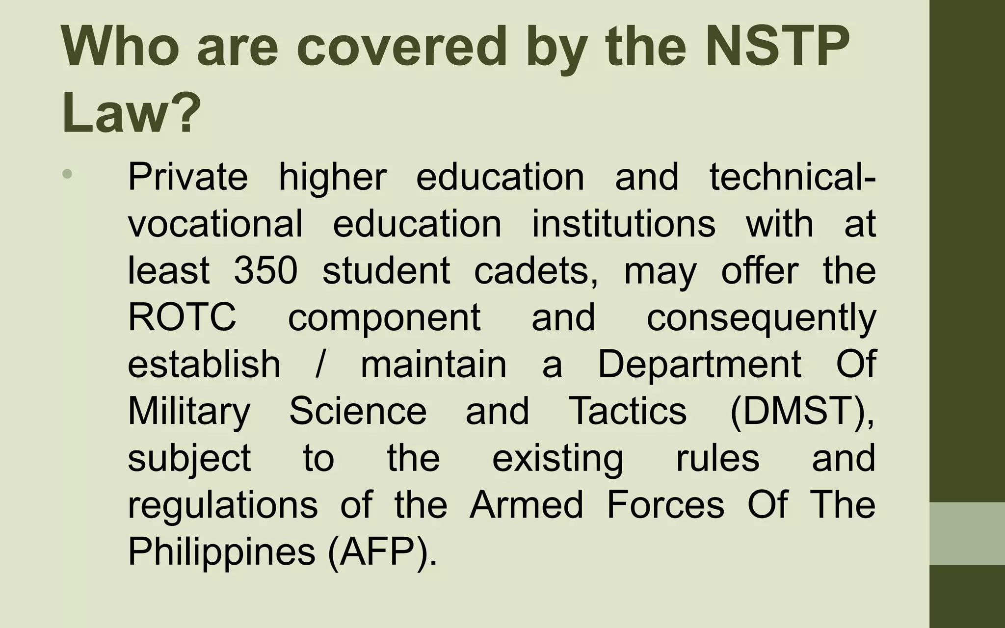 NSTP 1 | PPTX | Professional School | Postgraduate Education