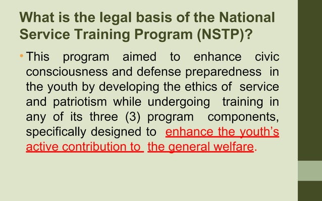 NSTP 1 | PPTX | Professional School | Postgraduate Education