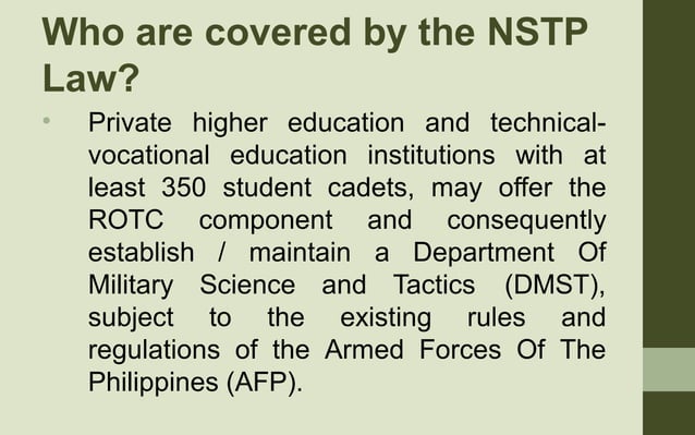NSTP 1 | PPTX | Professional School | Postgraduate Education