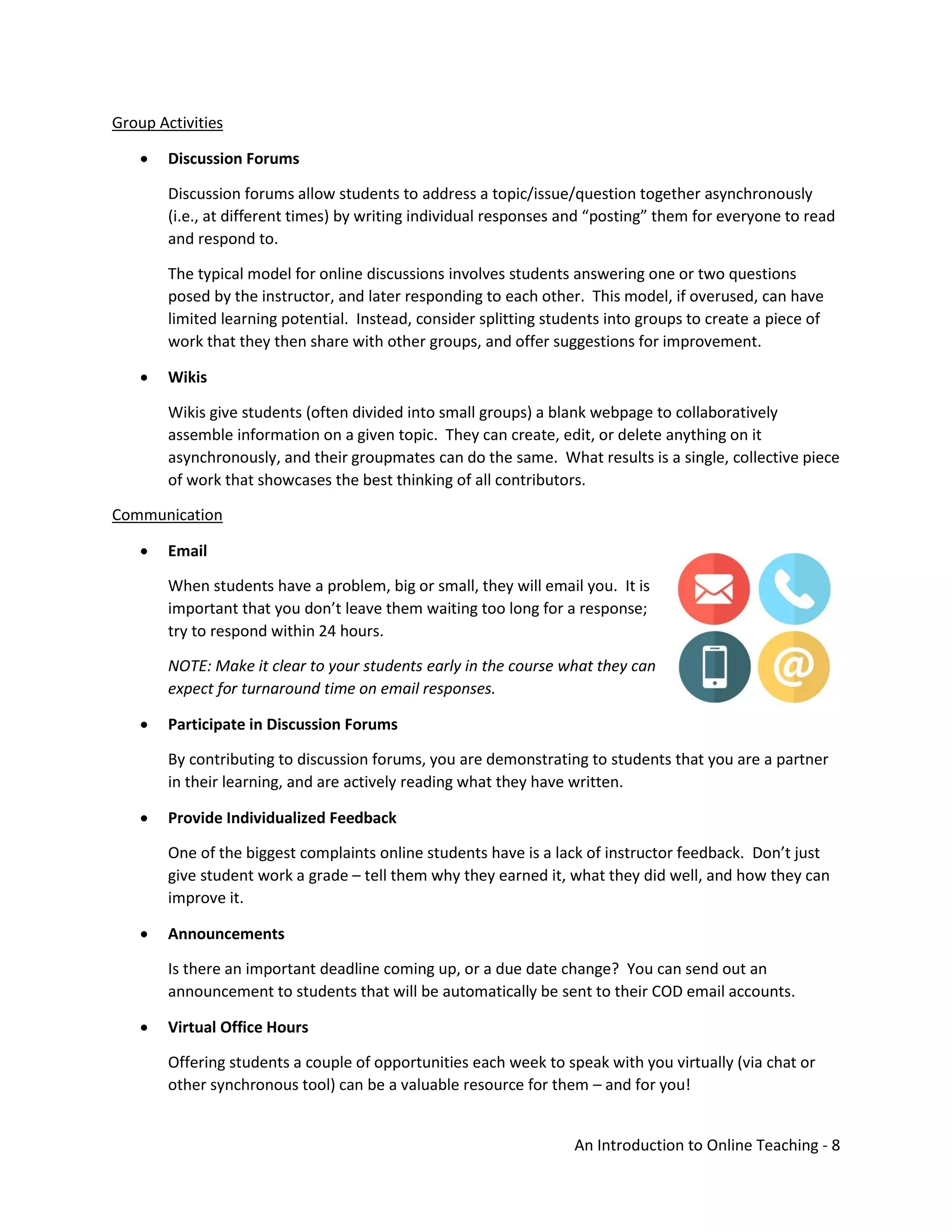 Introduction to Online Teaching - Handout Packet | PDF