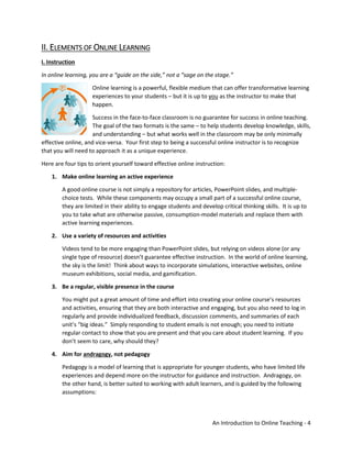 Introduction to Online Teaching - Handout Packet | PDF