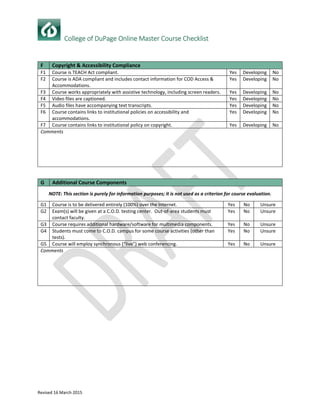 COD Online Course Checklist | PDF