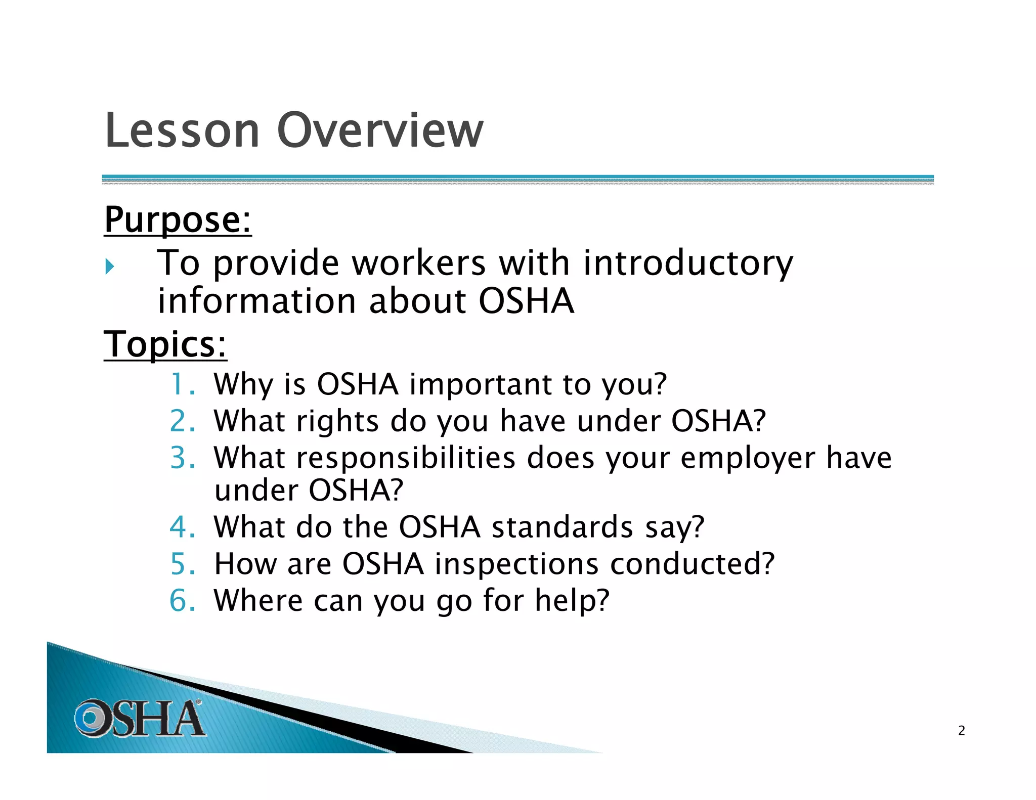 Introduction to OSHA | PDF