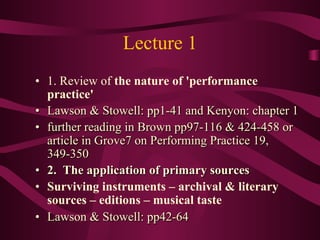 Intro to performance practice 2014 | PPT