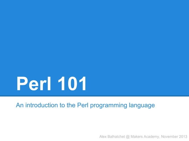 Perl 101 | PPT