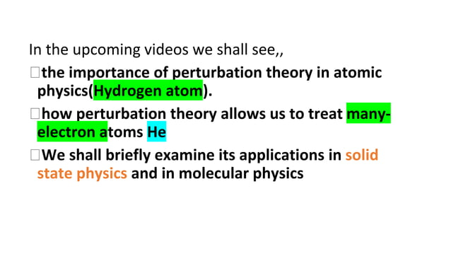 Introduction To Perturbation Theory Part 1 Pptx Chemistry Science