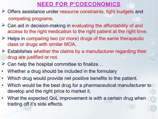 Intro to pharmacoeconomics | PPT