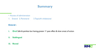 Intro to pharmacology Routes of Drug administration - RMC Final.pptx