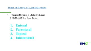 Intro to pharmacology Routes of Drug administration - RMC Final.pptx