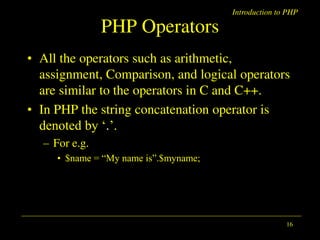 Introduction to php | PDF | Web Development | Internet