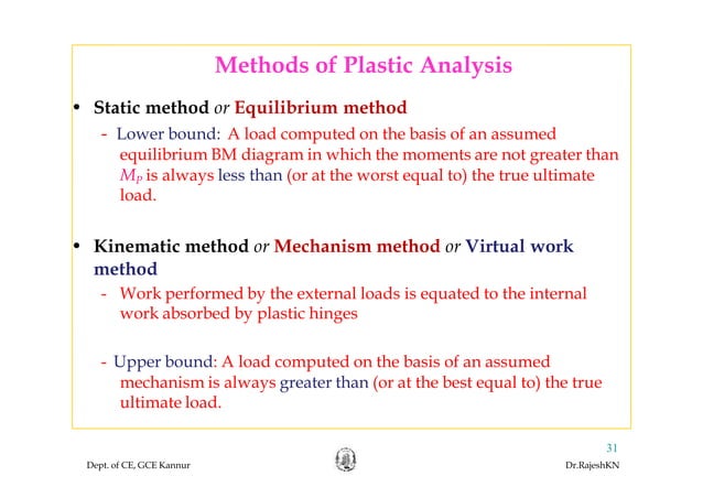 intro to plastic analysis. pptxplastic analysis | PPTX | Physics | Science