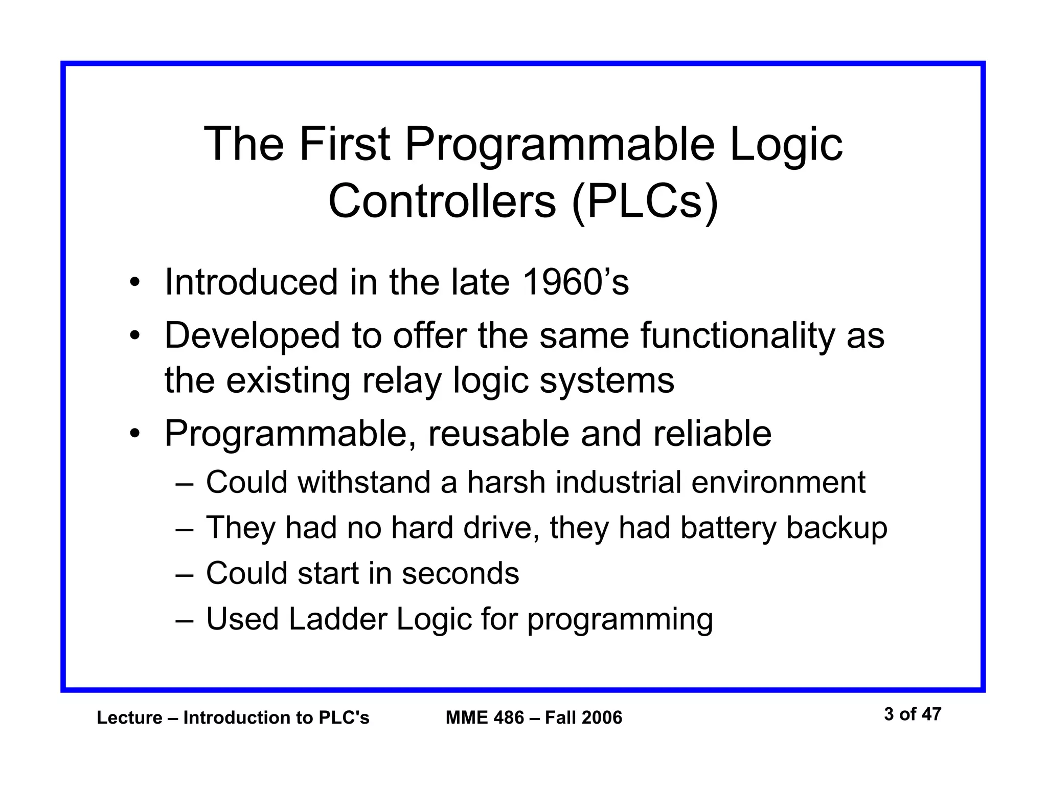 Introduction to Programmable Logic Controllers (PLC's) | PDF