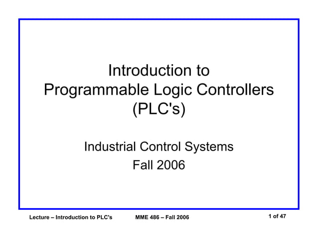 Introduction to Programmable Logic Controllers (PLC's) | PDF