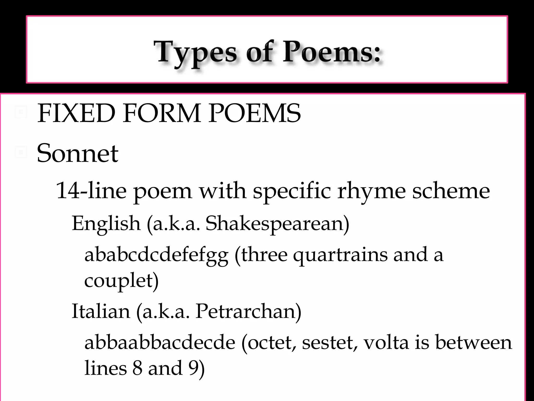 Intro to poetry types and terms | PPT