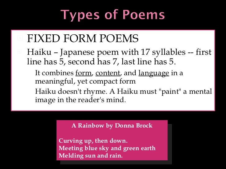 Intro To Poetry Types And Terms Intro To Poetry Types And Terms