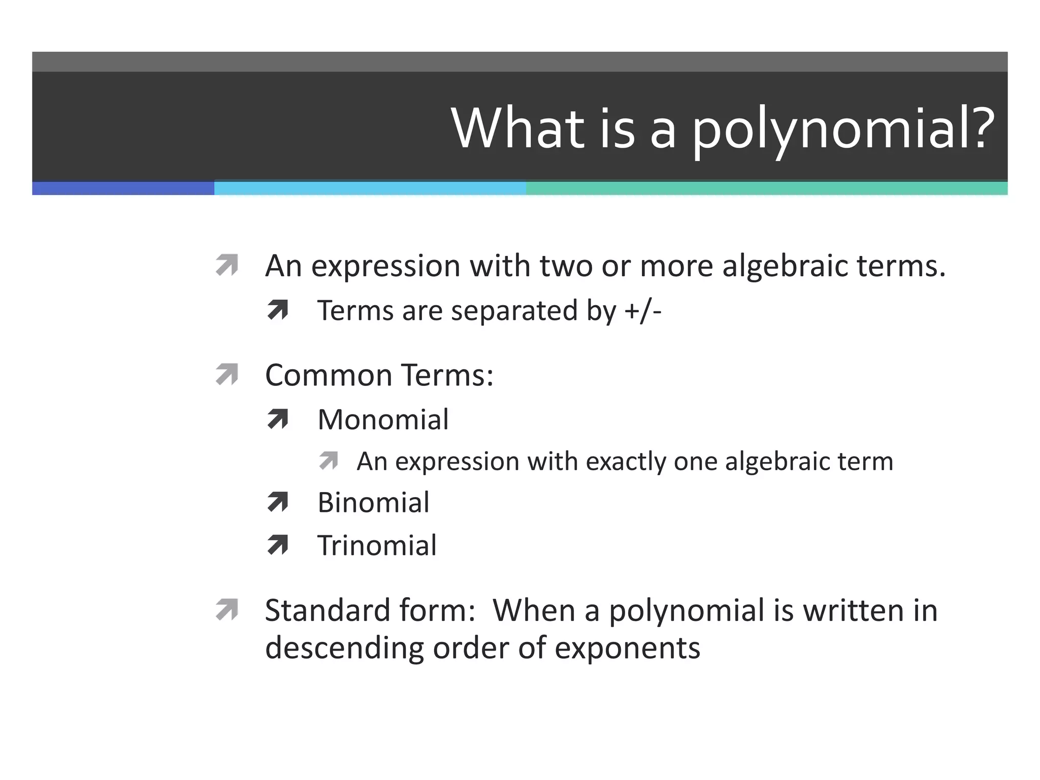 Intro to Polynomials | PPT