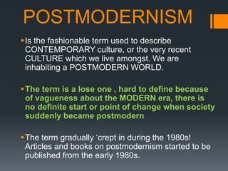 Intro to postmodernism | PPT