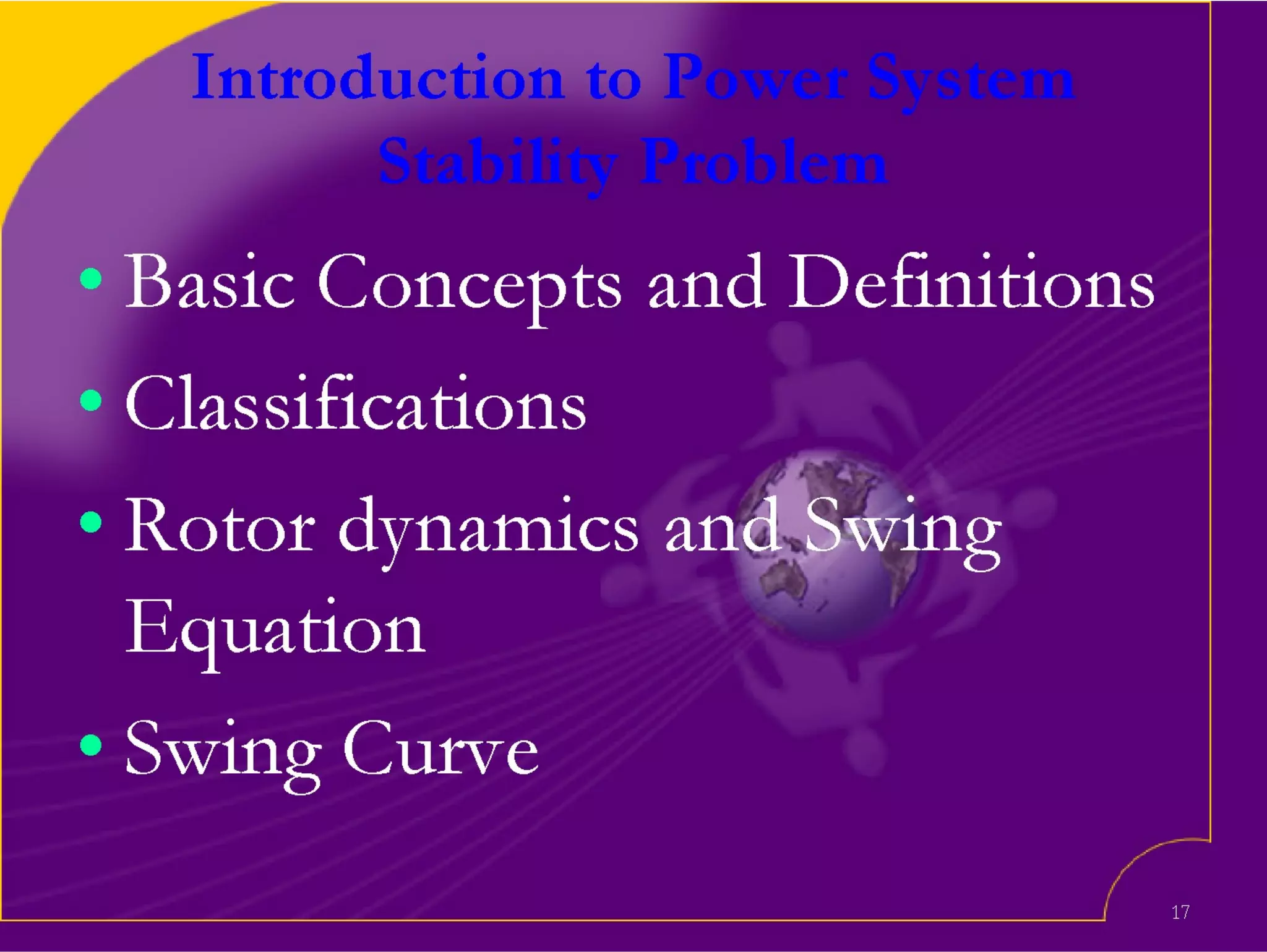 Intro to power sytem stability stability swing equation rotor angle ...