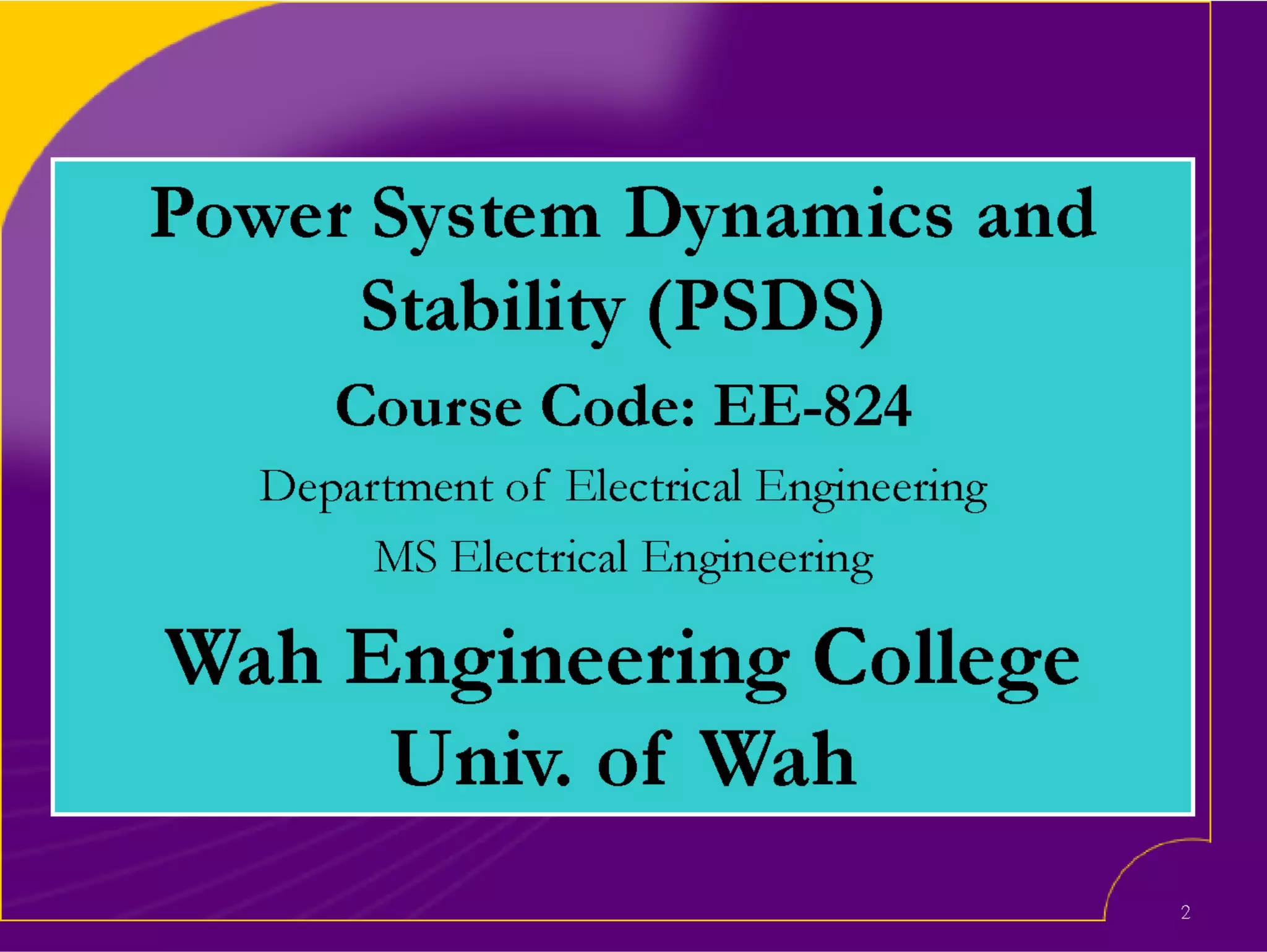 Intro to power sytem stability stability swing equation rotor angle ...