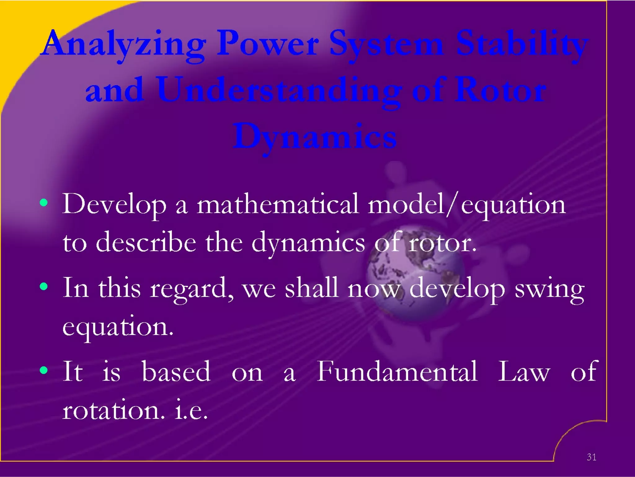 Intro to power sytem stability stability swing equation rotor angle ...