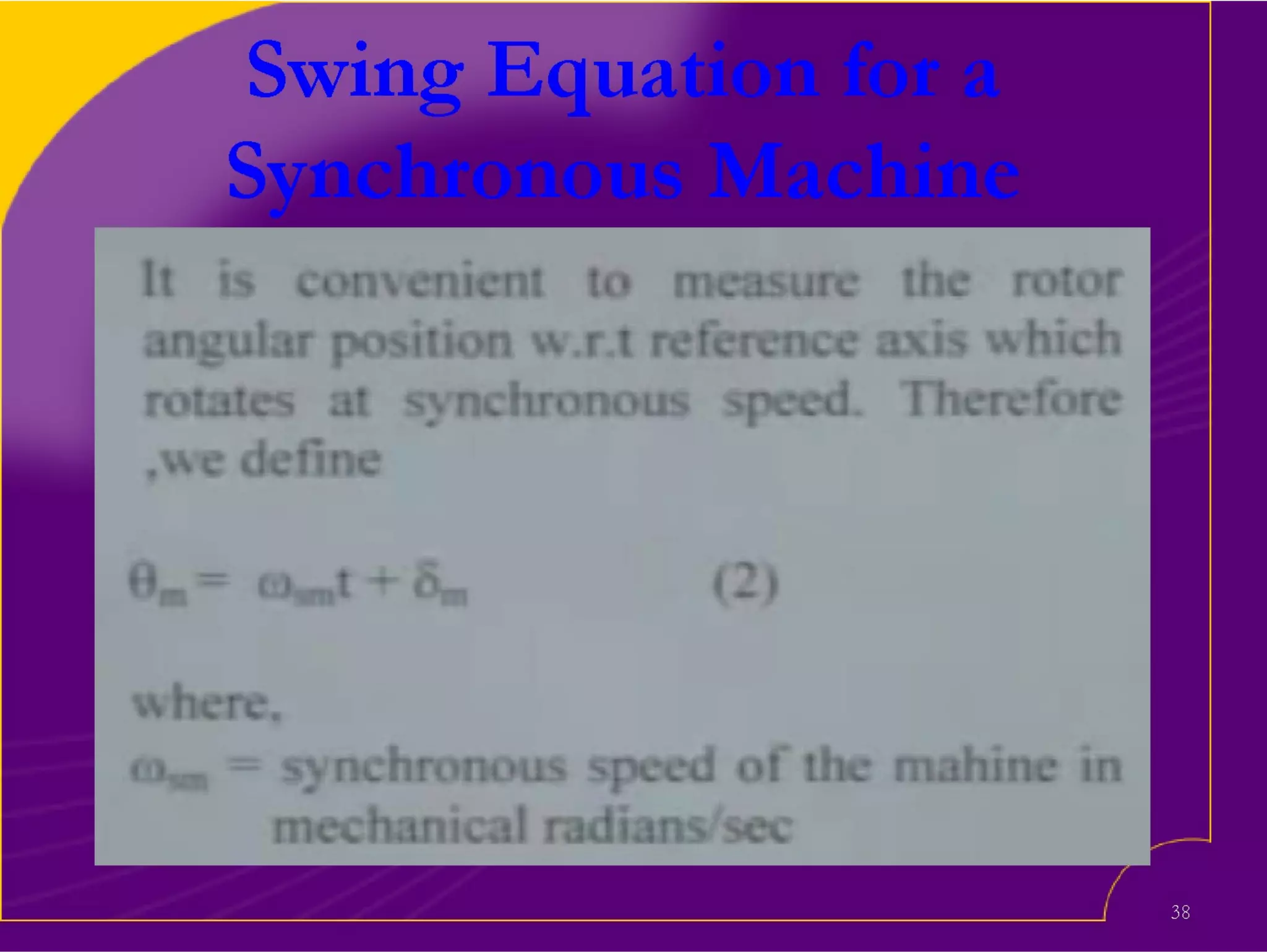 Intro to power sytem stability stability swing equation rotor angle ...