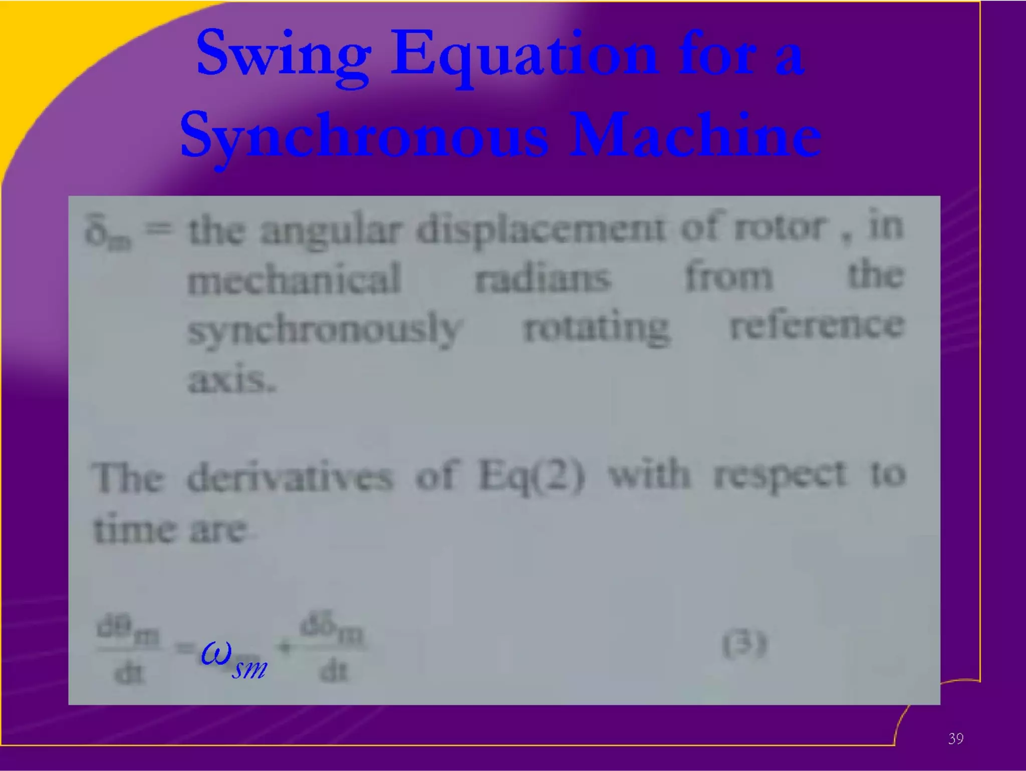 Intro to power sytem stability stability swing equation rotor angle ...