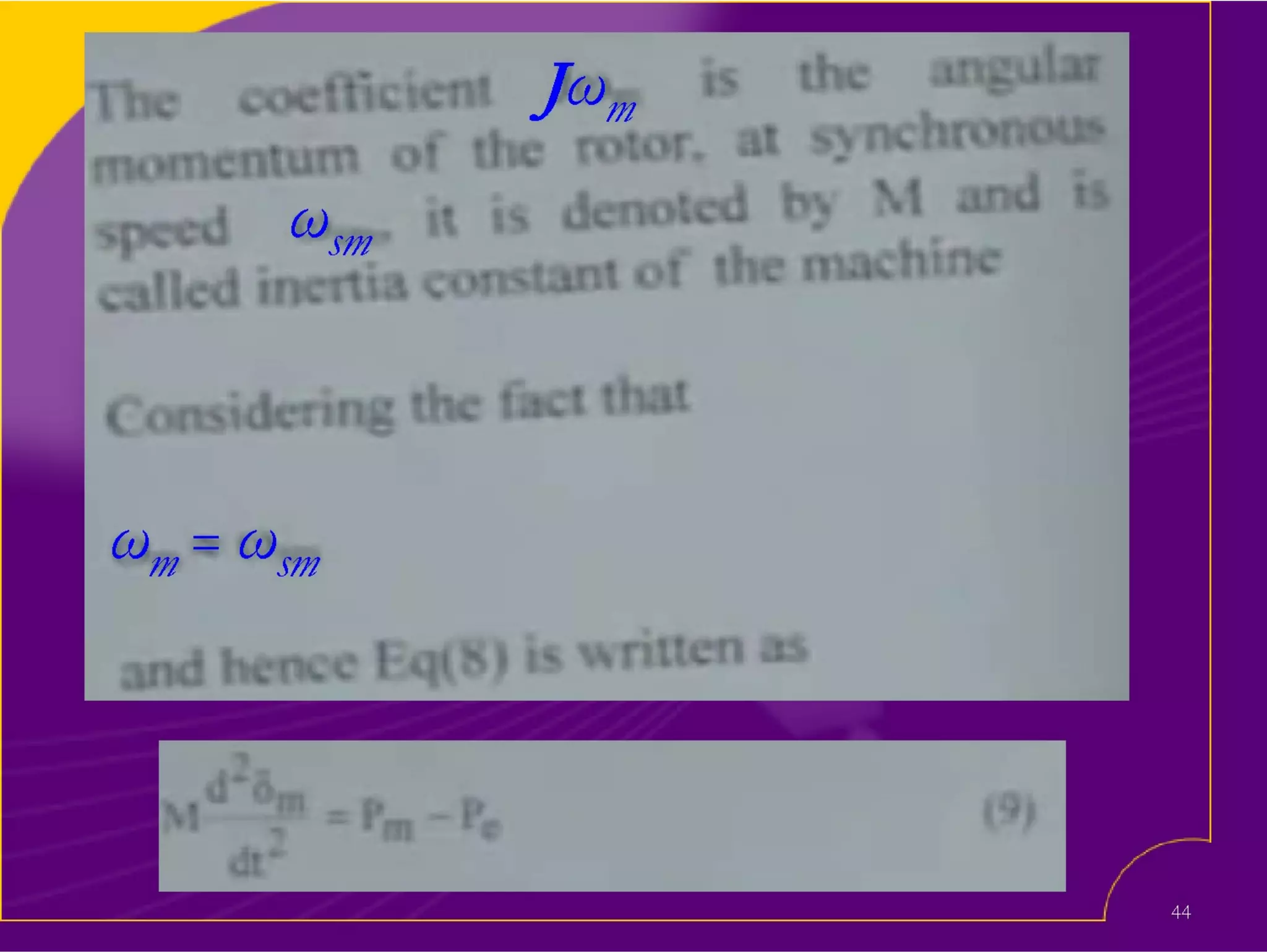 Intro to power sytem stability stability swing equation rotor angle ...