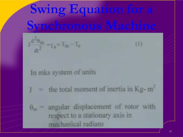Intro to power sytem stability stability swing equation rotor angle ...