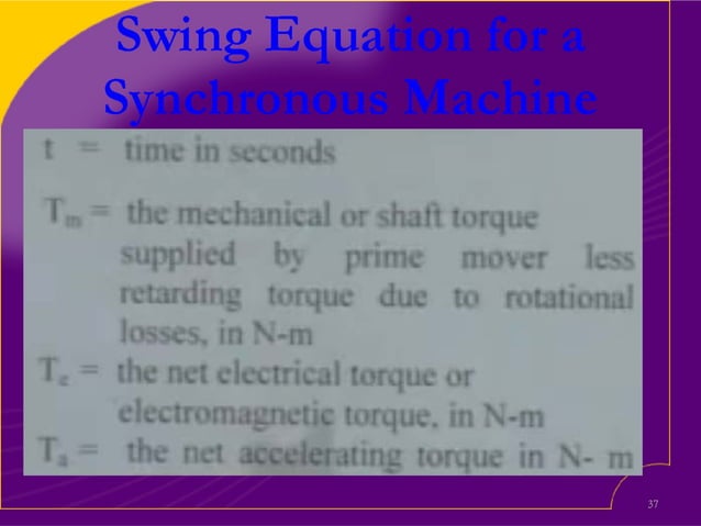 Intro to power sytem stability stability swing equation rotor angle stability | PPT