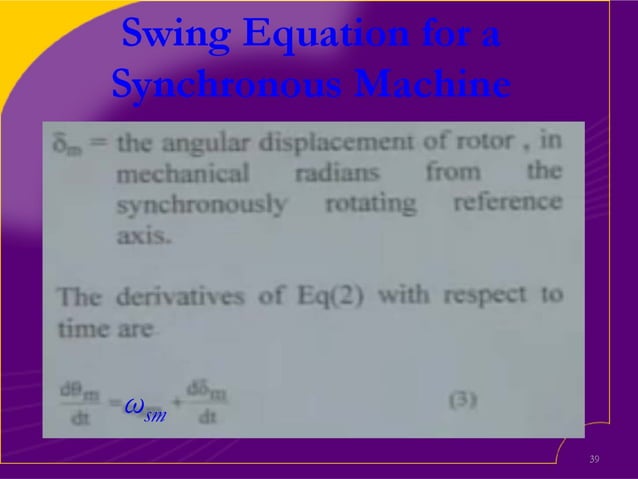 Intro to power sytem stability stability swing equation rotor angle ...