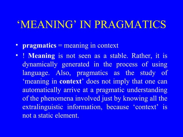 Intro to pragmatics | PPT