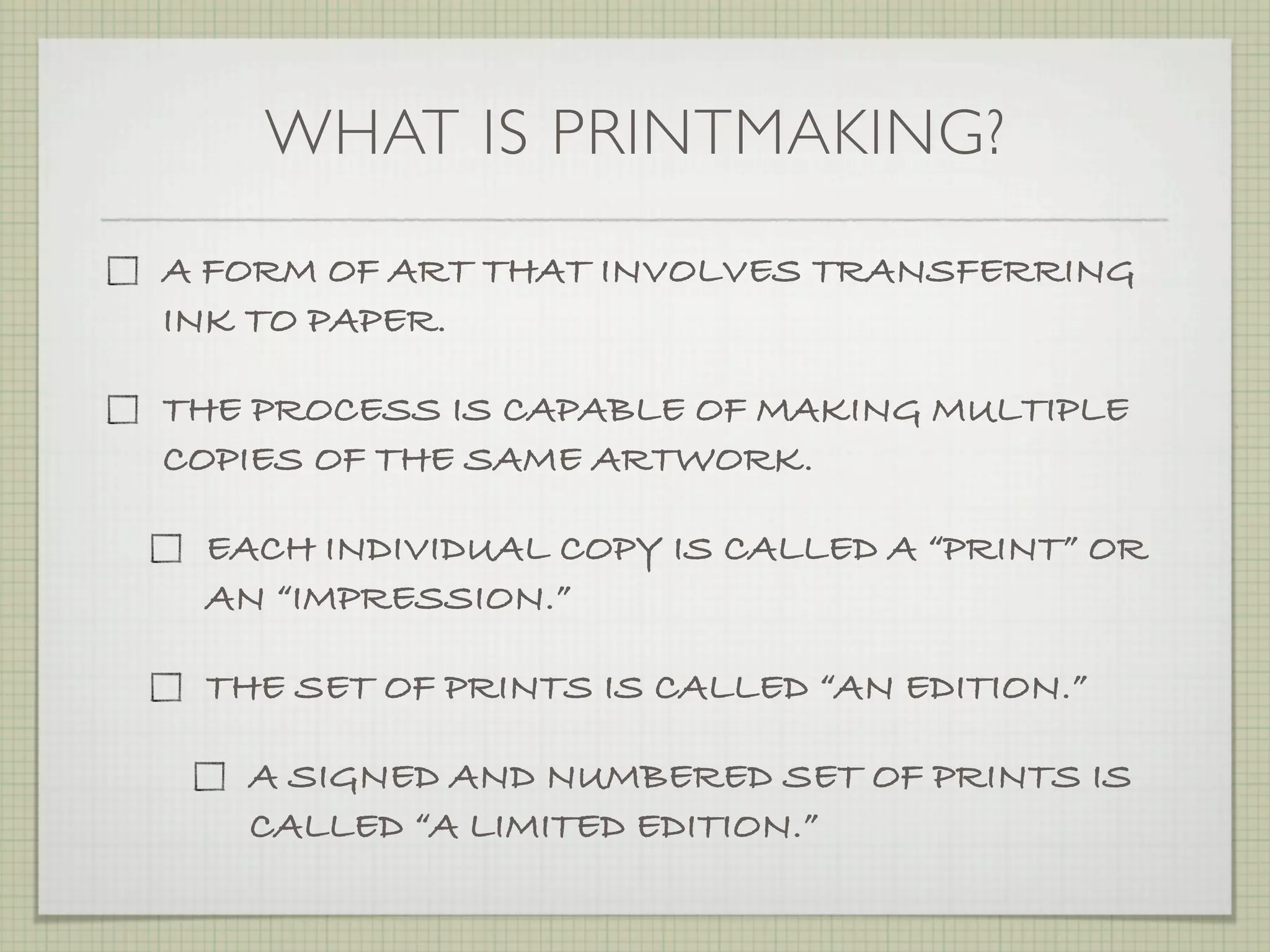 Intro to printmaking | KEY