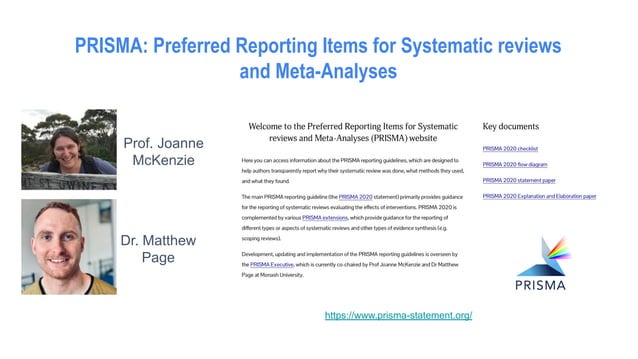 Introduction to PRISMA: Common Pitfalls & Best Practices in Systematic Review Reporting | PPT