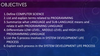 Intro to programming | PPTX | Programming Languages | Computing