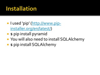 Intro to Pylons / Pyramid | PPT