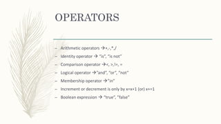 Introduction to python | PPT