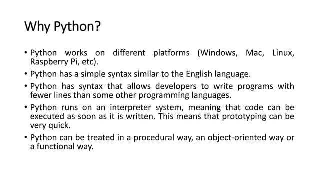 intro to python.pptx | Programming Languages | Computing
