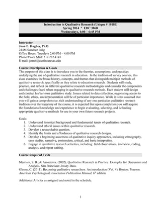 Introduction to Qualitative Research - Syllabus Spring 2014 | DOC