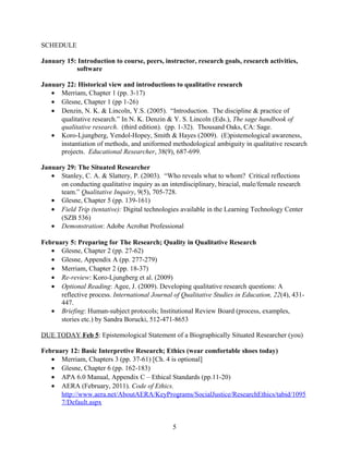 Introduction to Qualitative Research - Syllabus Spring 2014 | DOC