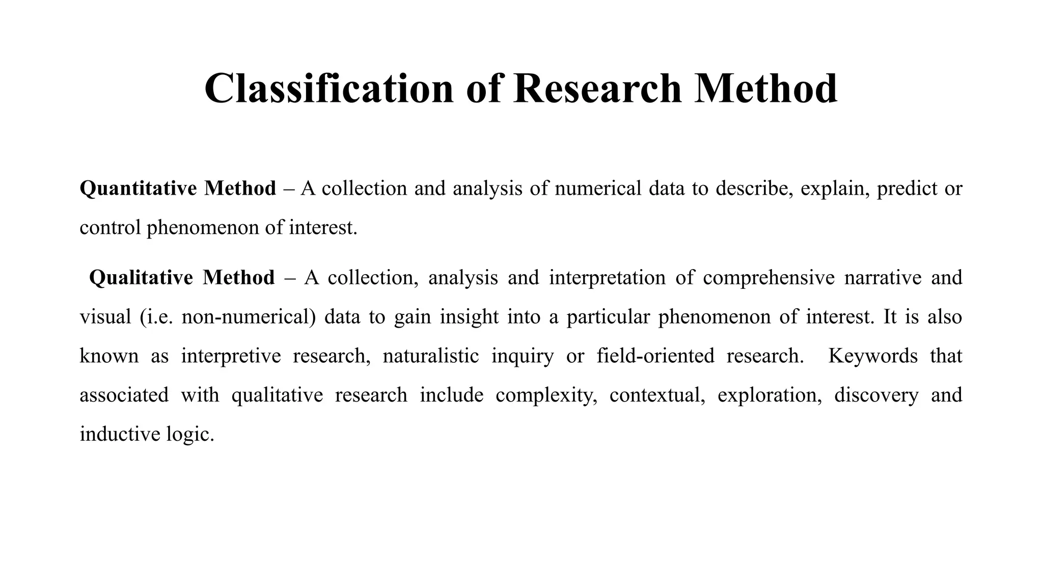INTRODUCTION TO QUANTITATIVE METHOD IN RESEARCH | PPT