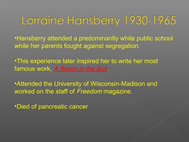 Intro to raisin in the sun ppt | PPT