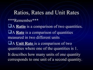 Intro to ratios, rates, and unit rates | PPT