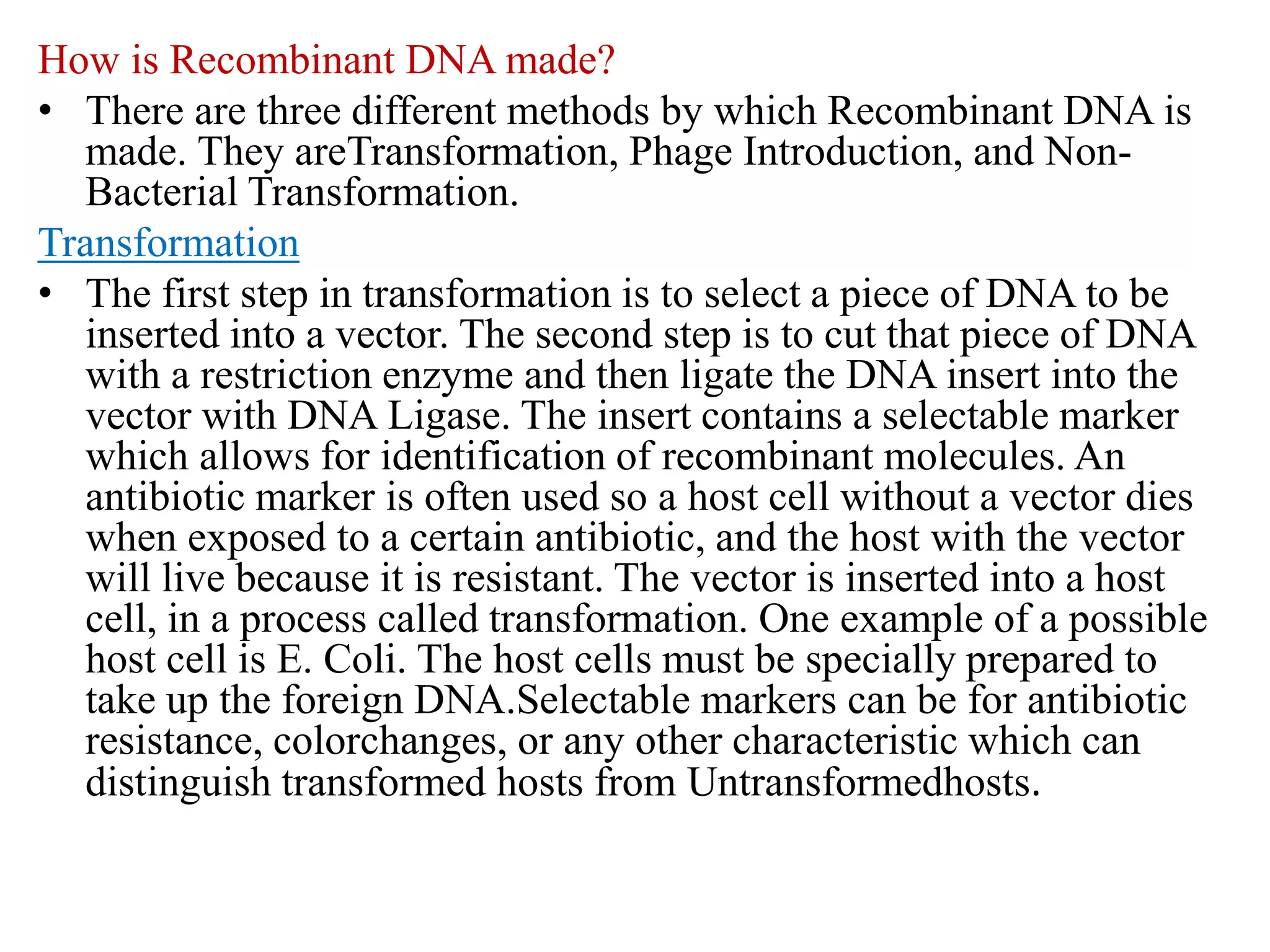 Introduction to recombination DNA technology | PPTX